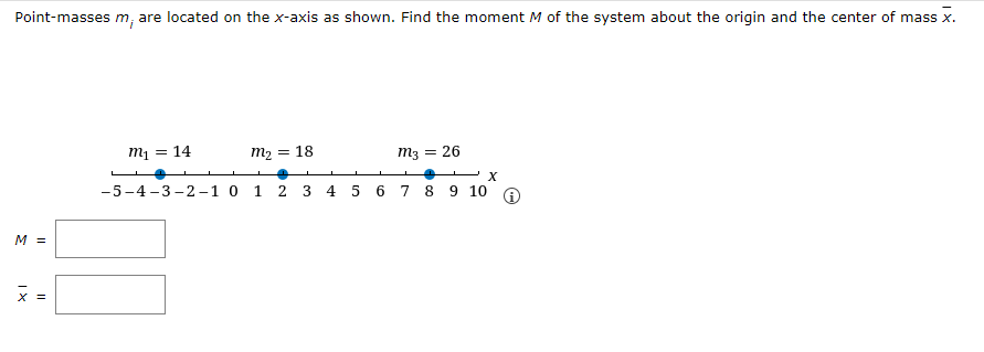 Solved Point-masses mi ﻿are located on the x-axis as shown. | Chegg.com