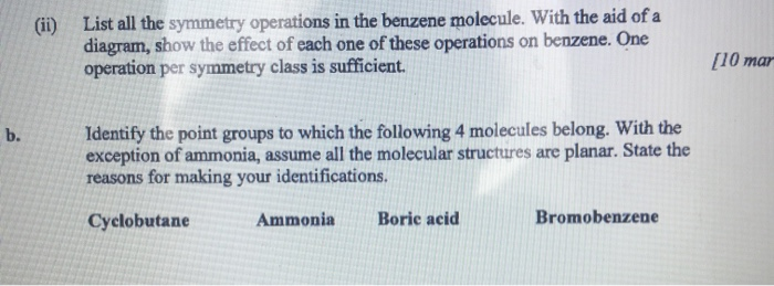 Solved (ii) List all the symmetry operations in the benzene | Chegg.com