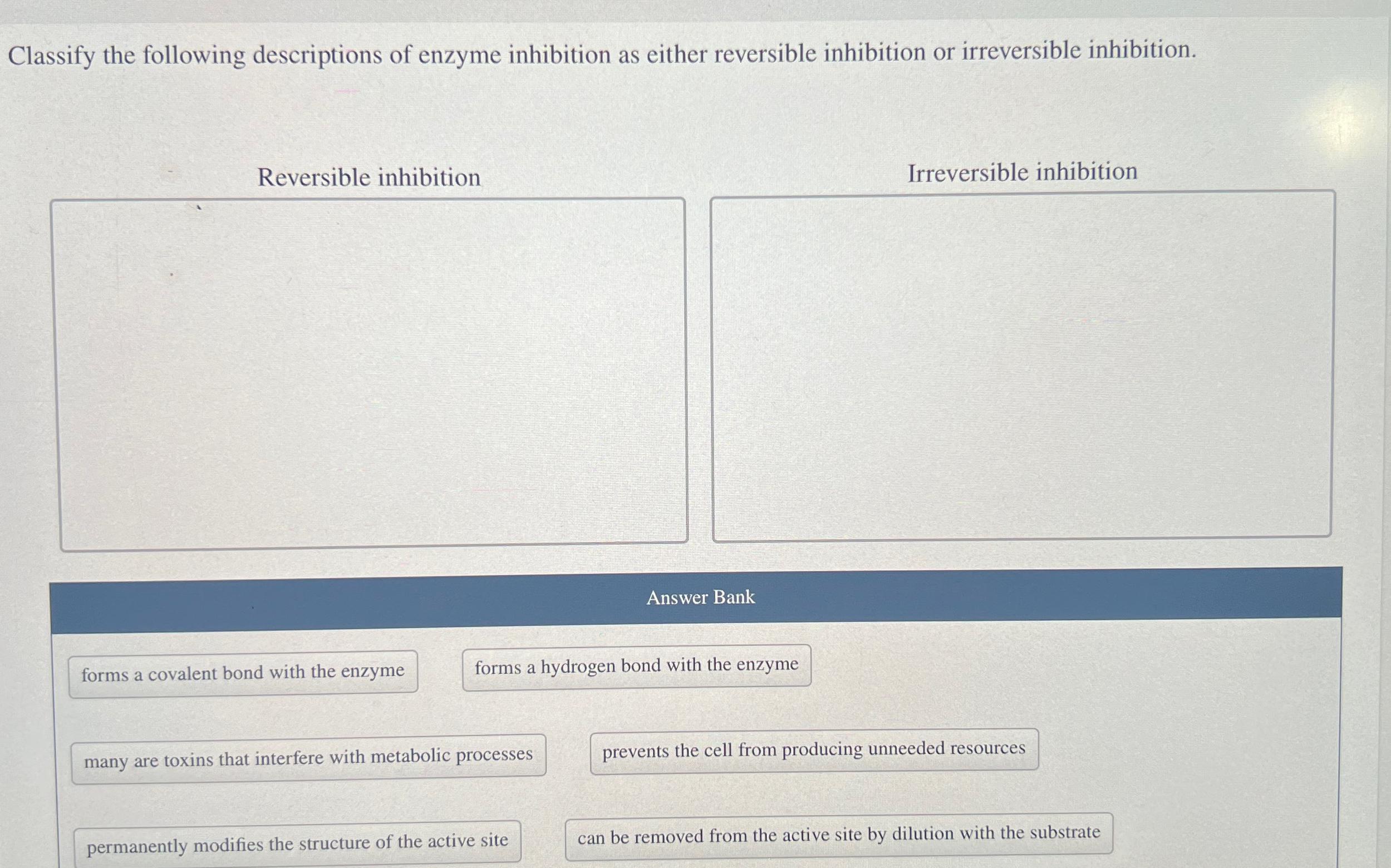 Solved Classify the following descriptions of enzyme | Chegg.com