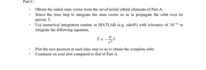 Part C: Obtain the initial state vector from the set | Chegg.com