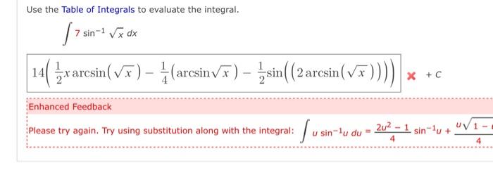 Solved Tutorial Exercise Use the Table of Integrals to | Chegg.com