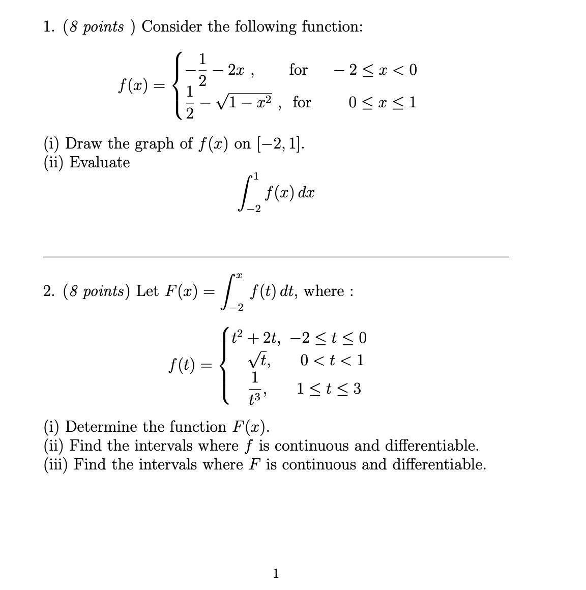 Solved (8 ﻿points) ﻿Consider the following | Chegg.com