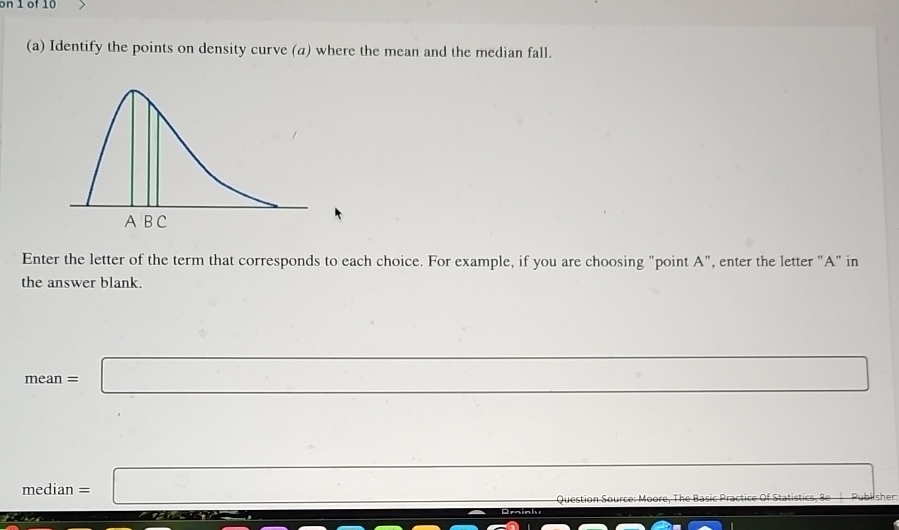 Solved (a) Identify the points on density curve (a) where | Chegg.com