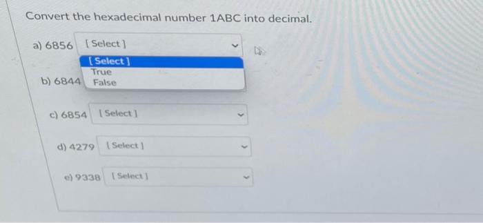 Solved Convert the hexadecimal number 1ABC into decimal. | Chegg.com