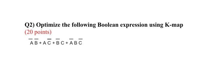 Solved Q2) Optimize the following Boolean expression using | Chegg.com
