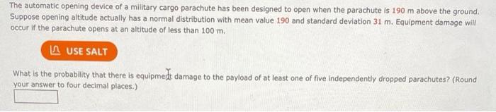 Solved The automatic opening device of a military cargo | Chegg.com