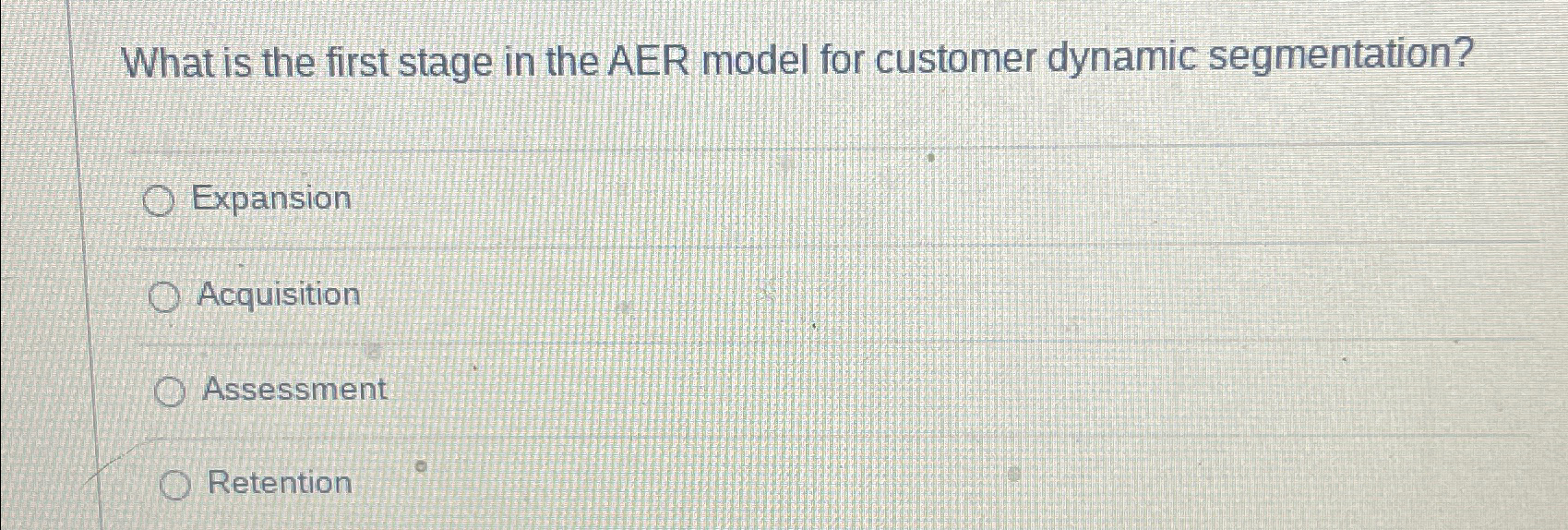 Solved What is the first stage in the AER model for customer | Chegg.com