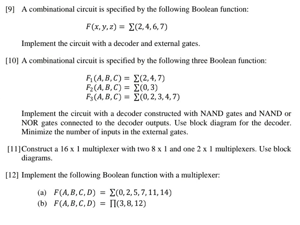 Solved 9 A Combinational Circuit Is Specified By The 4561