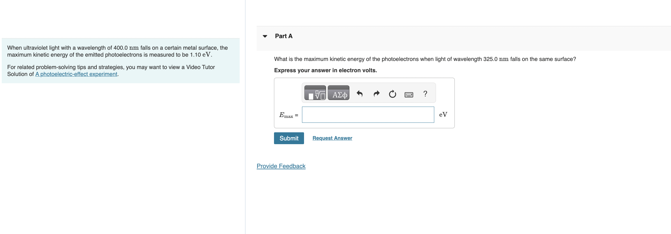 Solved When ultraviolet light with a wavelength of 400.0nm | Chegg.com