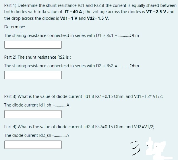 Solved Part 1) ﻿Determine the shunt resistance Rs1 ﻿and Rs2 | Chegg.com