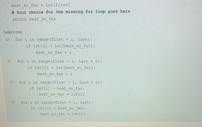 Solved Question B-5: Here is an incomplete implementation of | Chegg.com