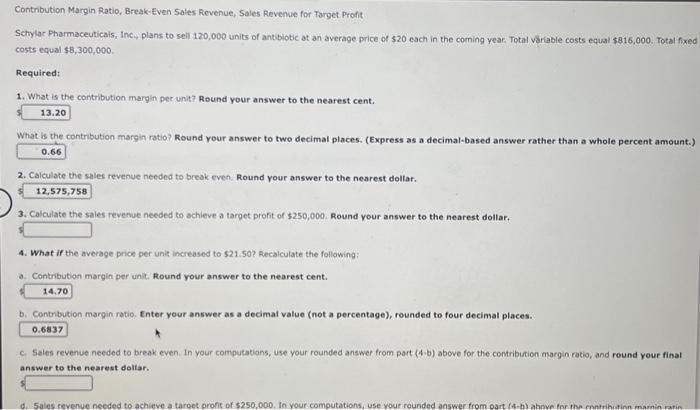 Solved Contribution Margin Ratio, Break-Even Sales Revenue, | Chegg.com