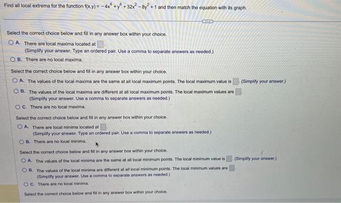 Solved Find all local extrema for the function | Chegg.com
