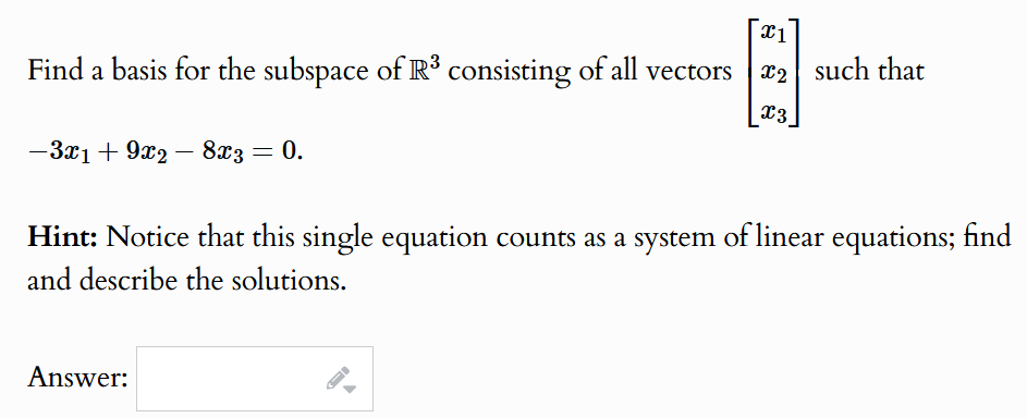 Solved Find a basis for the subspace of R3 ﻿consisting of | Chegg.com