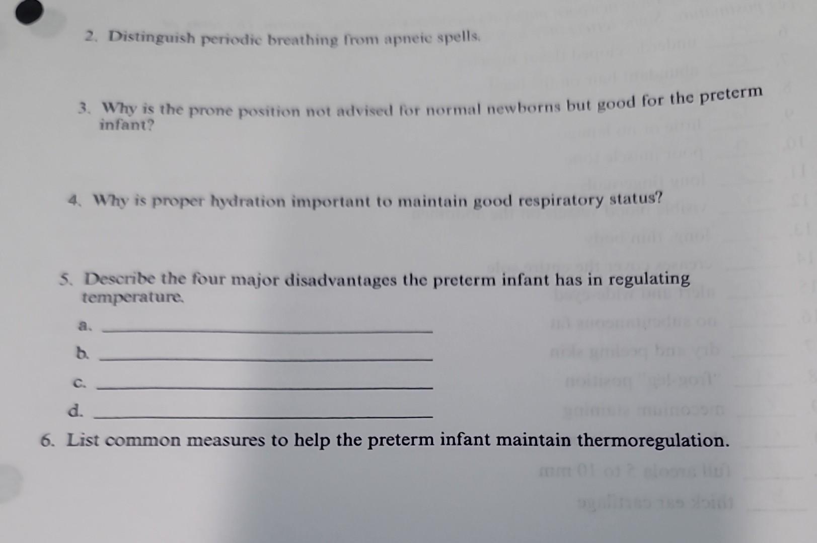 Solved 2. Distinguish periodic breathing from apneic spells. | Chegg.com