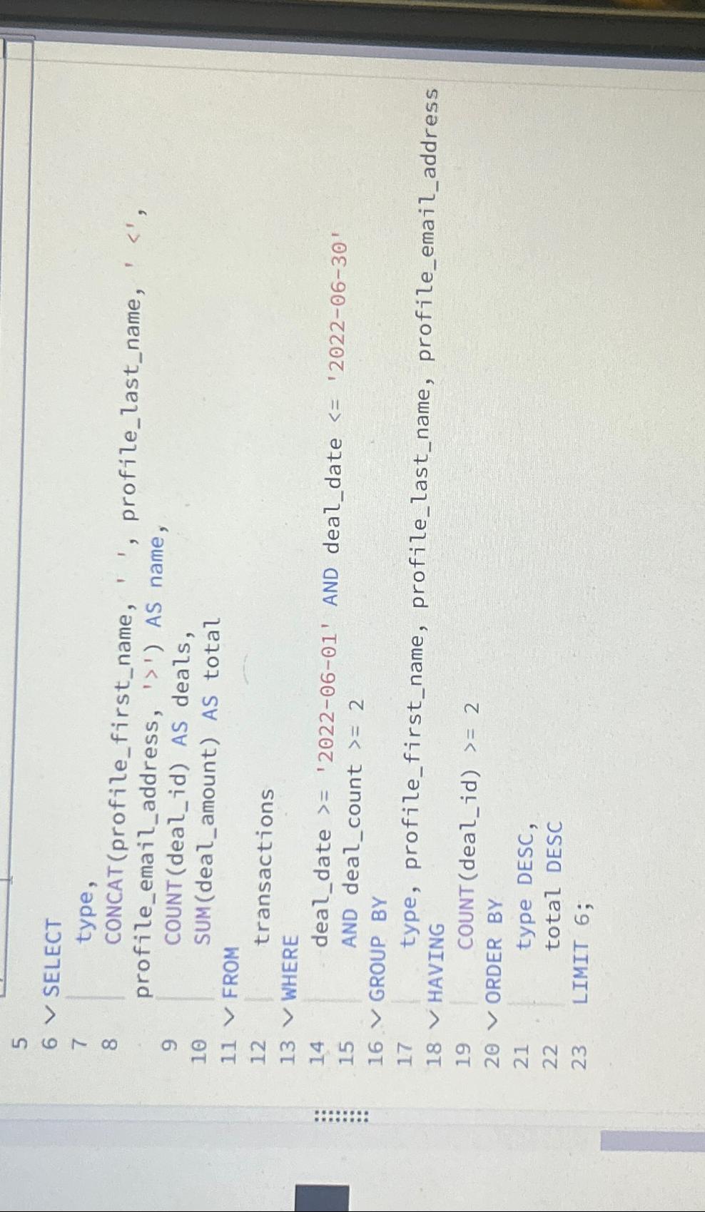 Solved 5 ﻿SELECTtype,CONCAT(profile_first_name, ' ', | Chegg.com