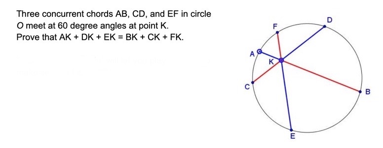 Solved Three Concurrent Chords Ab ﻿cd ﻿and Ef In Circle O