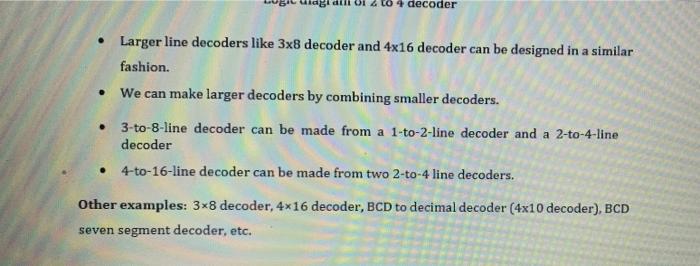 Solved decoder . Larger line decoders like 3x8 decoder and | Chegg.com