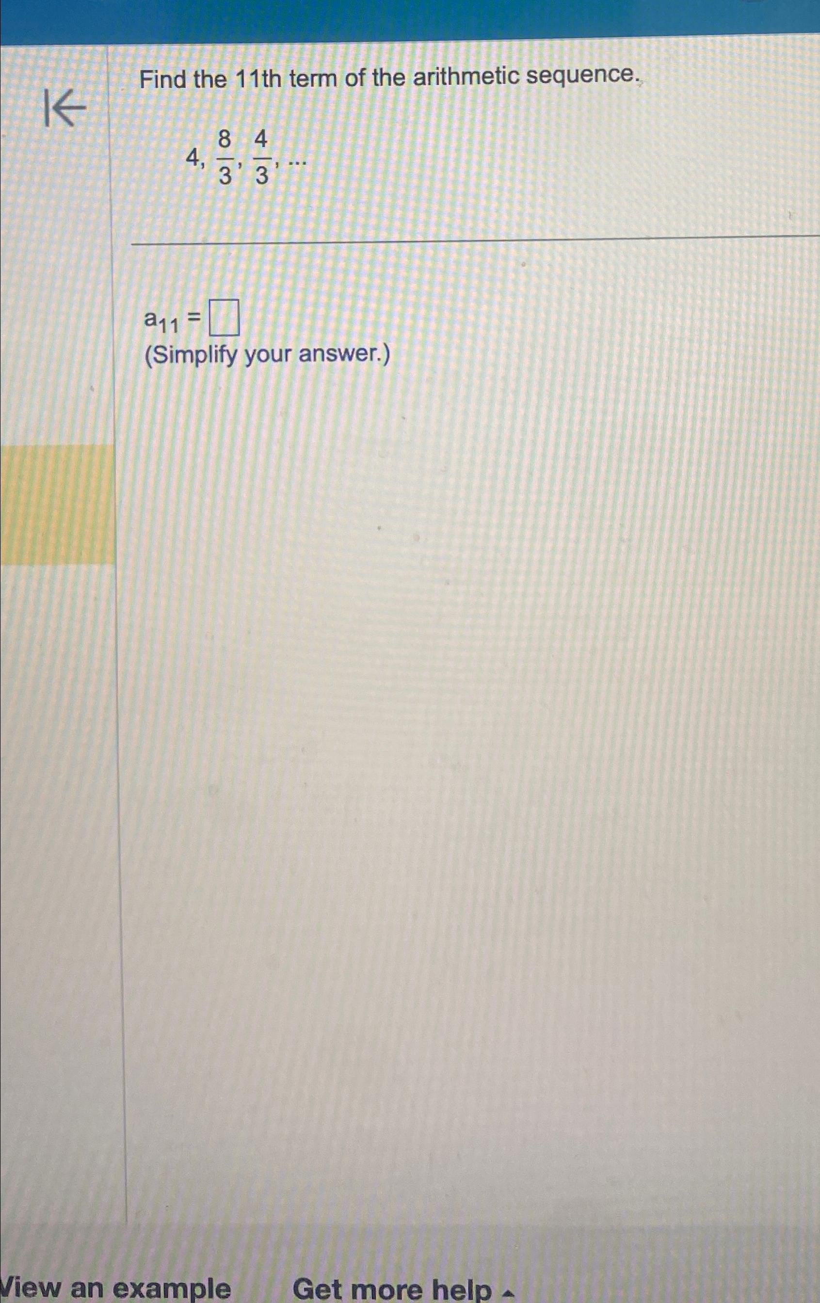 Solved Find the 11th term of the arithmetic | Chegg.com