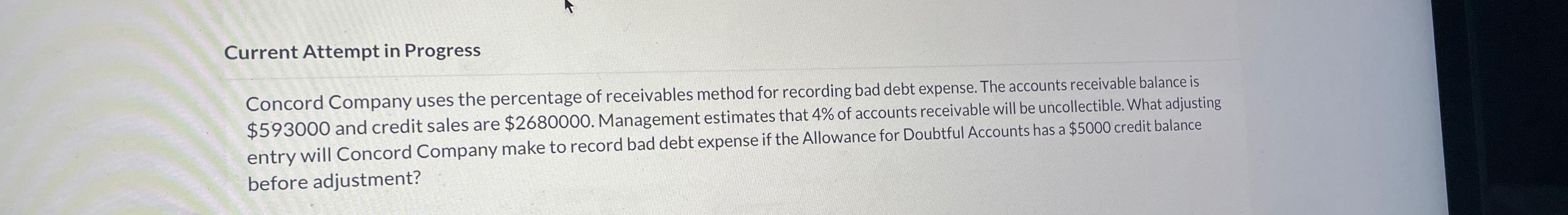 Solved Current Attempt in ProgressConcord Company uses the | Chegg.com