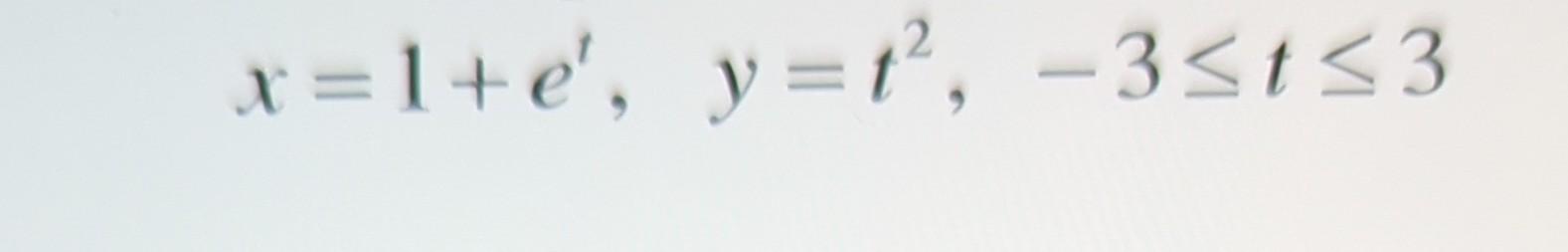 Solved x=1+et,y=t2,−3≤t≤3 | Chegg.com