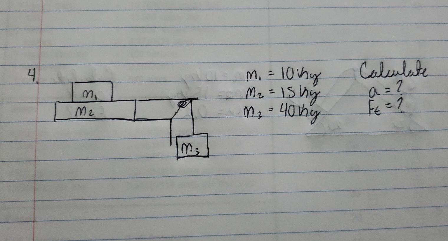 Solved 4 4 Calculate m M = 10 kg M2 = 15 hy M₃ = 40 kg a=2 | Chegg.com