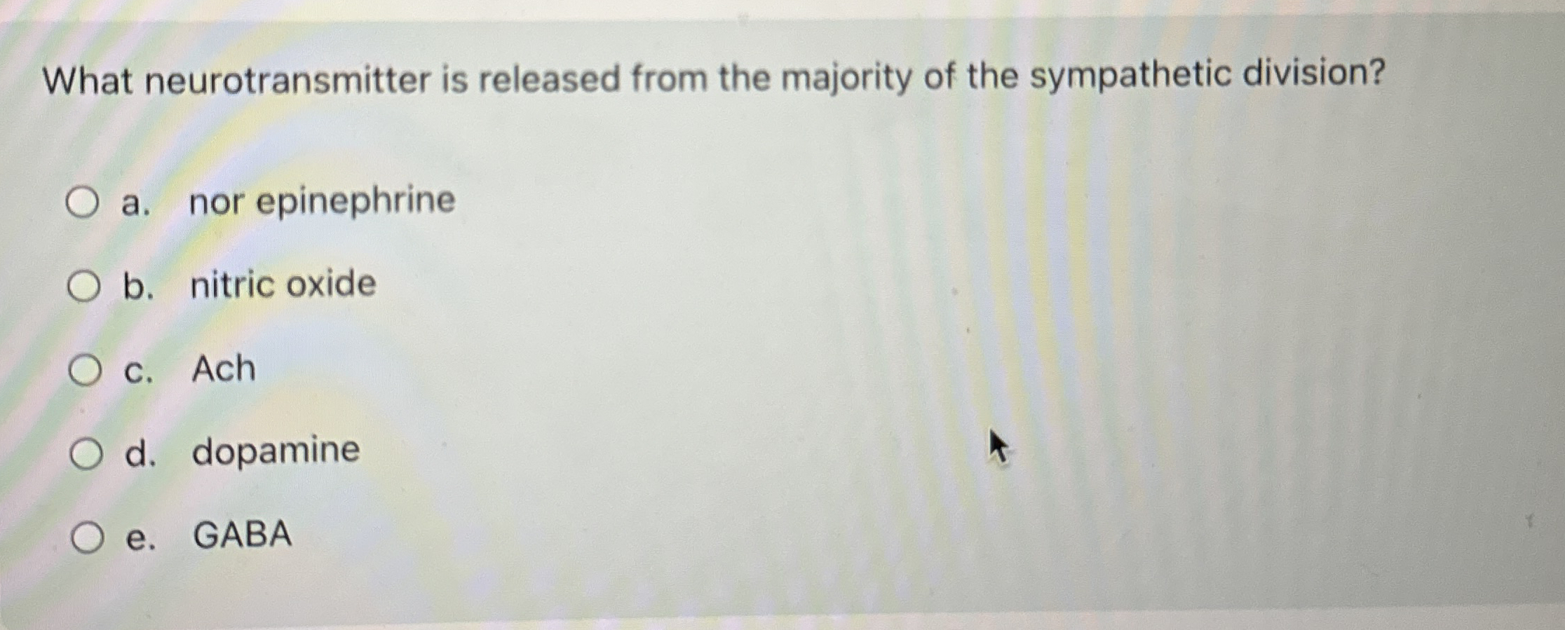 Solved What neurotransmitter is released from the majority | Chegg.com