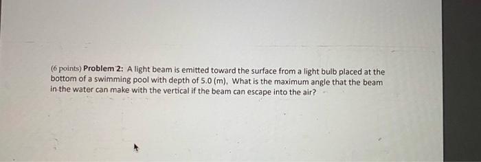 Solved (6 points) Problem 2: A light beam is emitted toward | Chegg.com