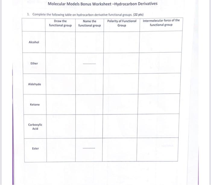 Solved Molecular Models Bonus Worksheet -Hydrocarbon | Chegg.com