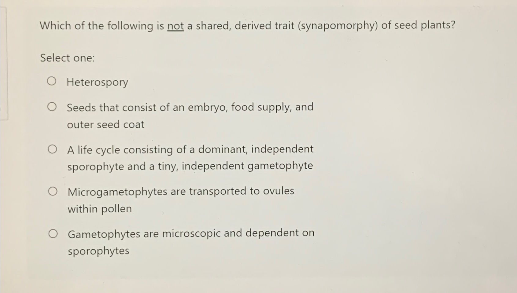 Solved Which of the following is not a shared, derived trait | Chegg.com