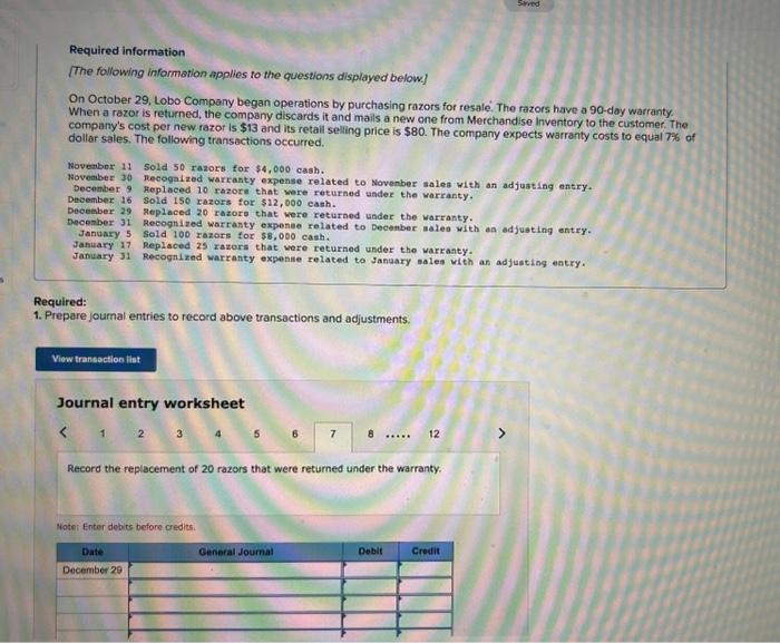 Solved Required information [The following information | Chegg.com