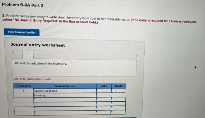 Solved Required information Problem 6-4A Report inventory | Chegg.com