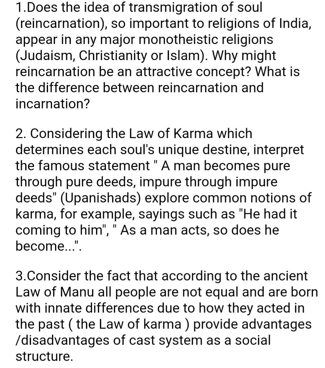 1.Does the idea of transmigration of soul | Chegg.com