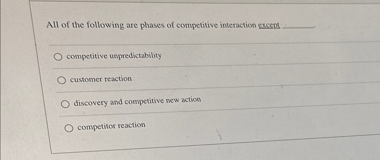 Solved All of the following are phases of competitive | Chegg.com