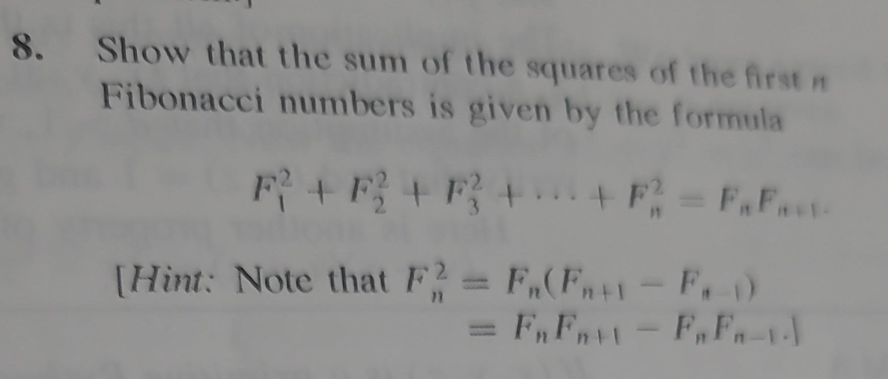 Solved Show that the sum of the squares of the first n | Chegg.com