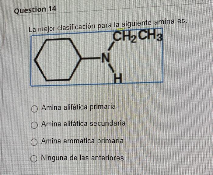 Solved Question 14 La mejor clasificación para la siguiente | Chegg.com