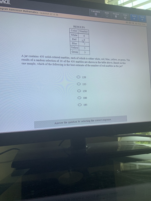 Solved ogram Admission Mathematics Question 22 0f 56 RESULTS | Chegg.com