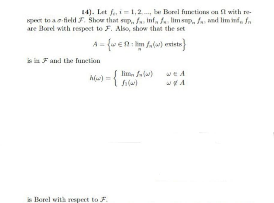Solved 14). Let fi, i=1,2,..., be Borel functions on with | Chegg.com
