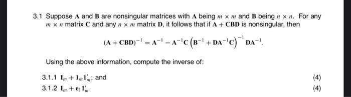 Solved 3.1 Suppose A and B are nonsingular matrices with A | Chegg.com