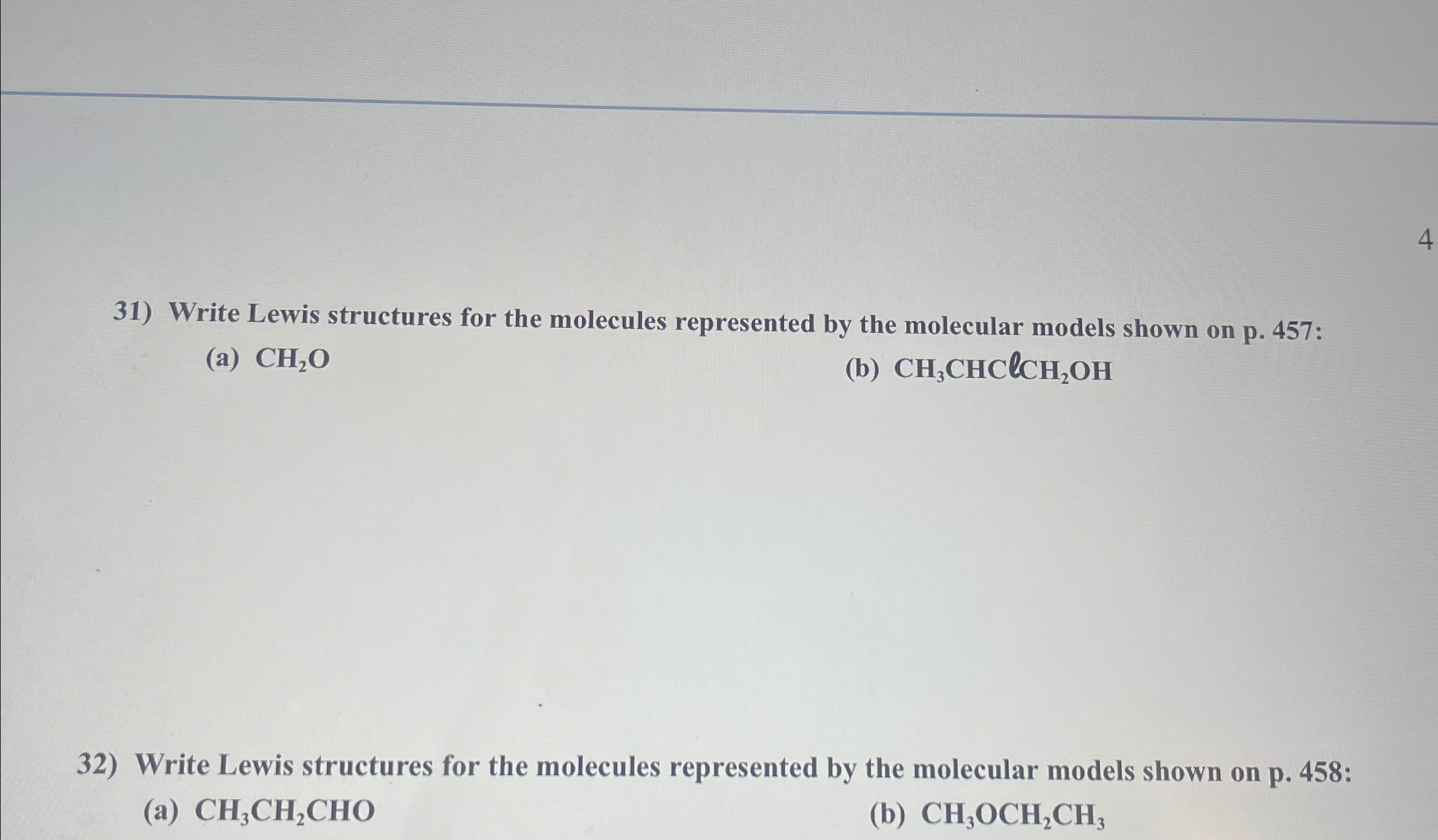 Solved Write Lewis structures for the molecules represented | Chegg.com