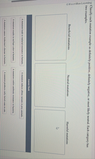 Solved OMacmillan LeamingClassify each mutation example as | Chegg.com