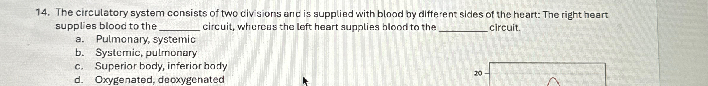 Solved The circulatory system consists of two divisions and | Chegg.com