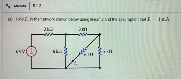 Solved EXERCISE 5.1.3 (a) Find I, in the network shown below | Chegg.com
