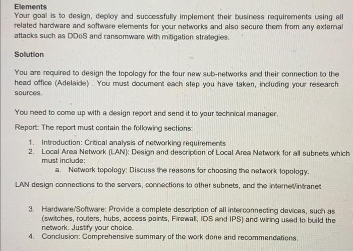 Elements Your goal is to design, deploy and | Chegg.com