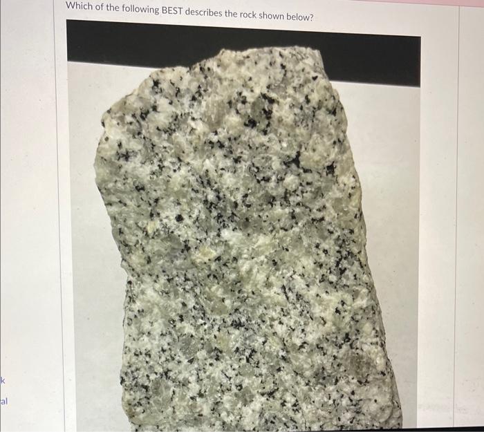 Solved Which of the following BEST describes the rock shown | Chegg.com