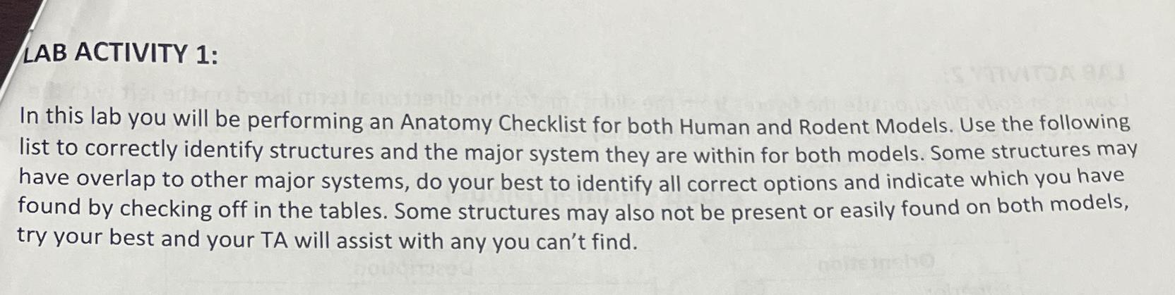 Solved LAB ACTIVITY 1:In this lab you will be performing an | Chegg.com