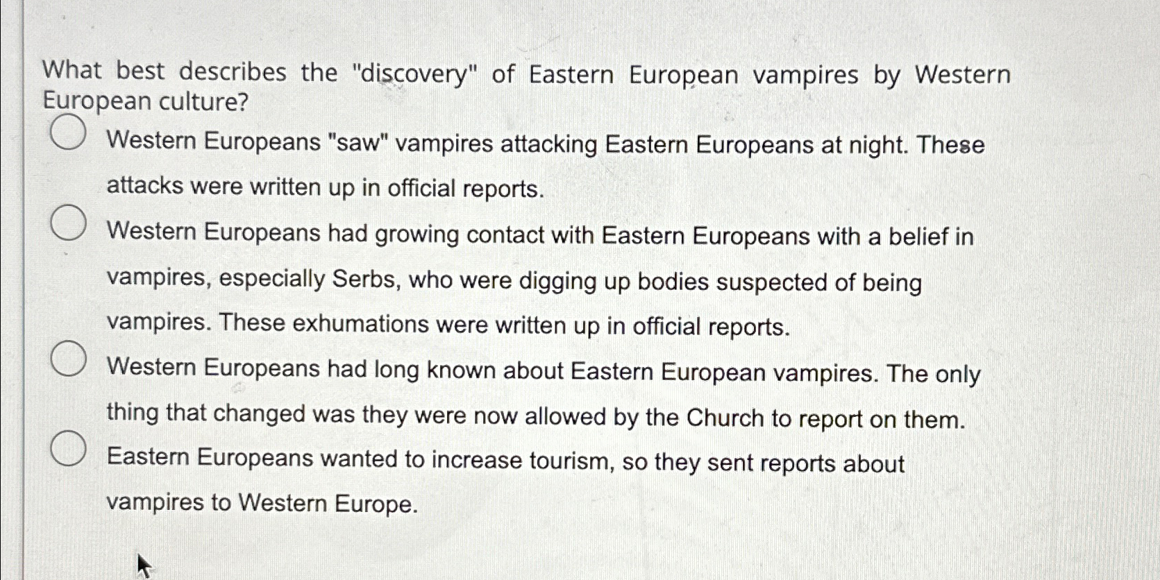 Solved What best describes the "discovery" of Eastern | Chegg.com
