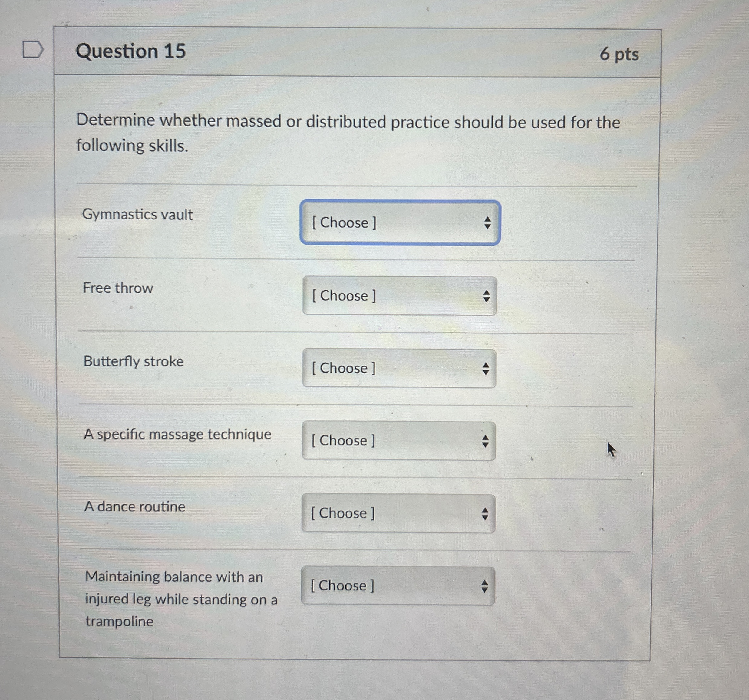 Solved Question 156 ﻿ptsDetermine whether massed or | Chegg.com