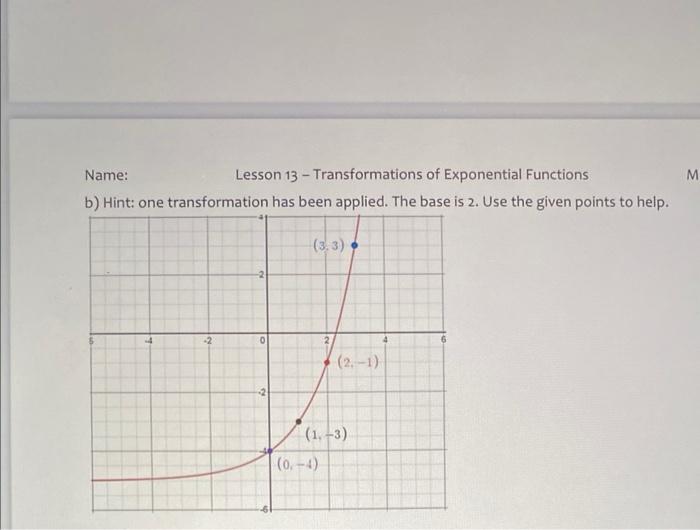 Solved Name: Lesson 13 - Transformations of Exponential | Chegg.com