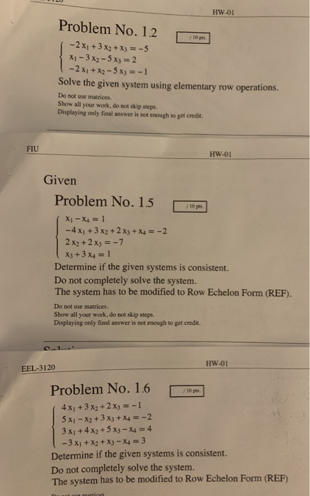 Solved HW-01 Problem No. 12 /10 pts -2 x1+3 x2+X -5 X-3 x2-5 | Chegg.com